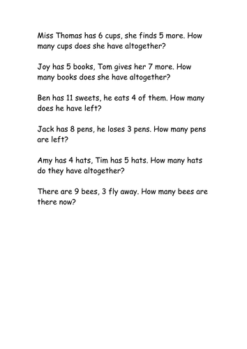 Word Problems | Teaching Resources