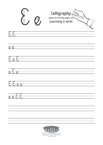 Calligraphy for Kids: Letter E | Teaching Resources