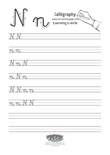 Calligraphy for Kids: Letter N | Teaching Resources
