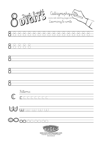 Calligraphy for Kids: Digit / Number 8 | Teaching Resources