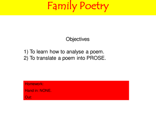 Family Poetry Full Lesson PP - Lesson 3 | Teaching Resources