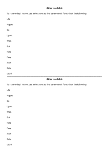 Other Words lesson Starter | Teaching Resources