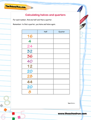 Calculating halves and quarters | Teaching Resources