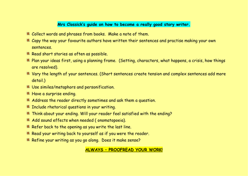 Good story writing guide. | Teaching Resources
