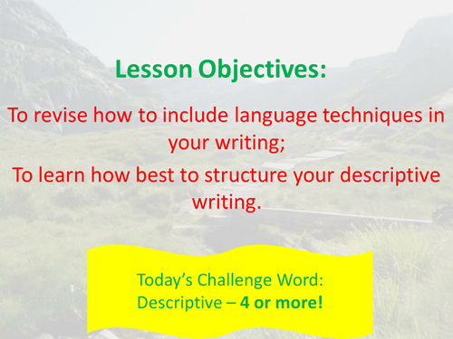 Writing To Describe Techniques & Stimulus PP 11 | Teaching Resources