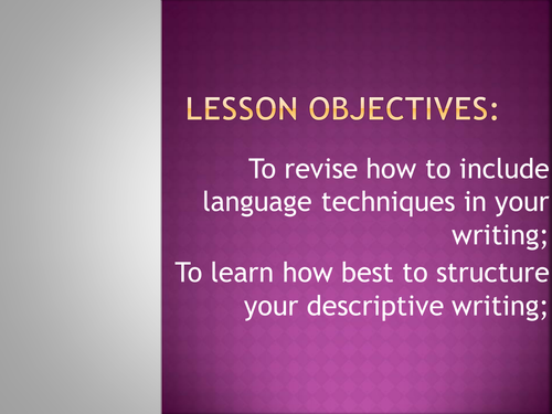 Writing To Describe Techniques & Stimulus PP 12 | Teaching Resources