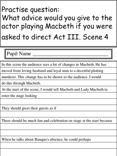 Macbeth - Essay Plan 2 - Direct the scene | Teaching Resources