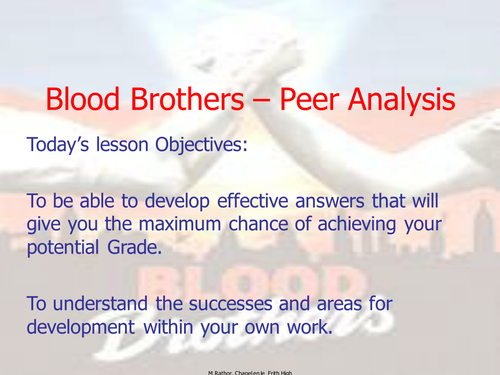 Blood Brothers - Lesson On How To Write About It | Teaching Resources