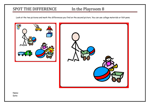 In the Playroom Spot the Difference | Teaching Resources
