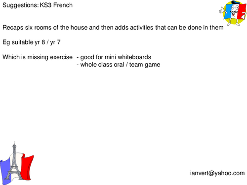 Rooms of the house and activities - French | Teaching Resources