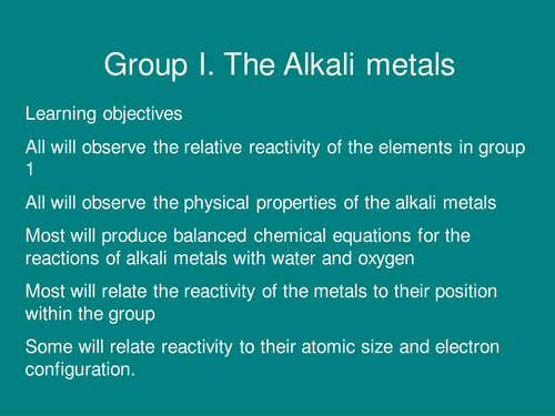 Alkali metals | Teaching Resources