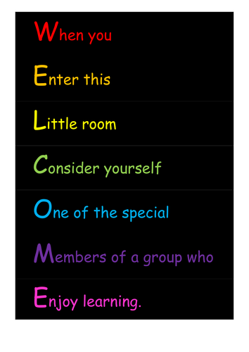Welcome acrostic poem | Teaching Resources