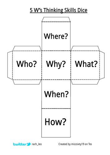 5 w's dice template by - UK Teaching Resources - TES