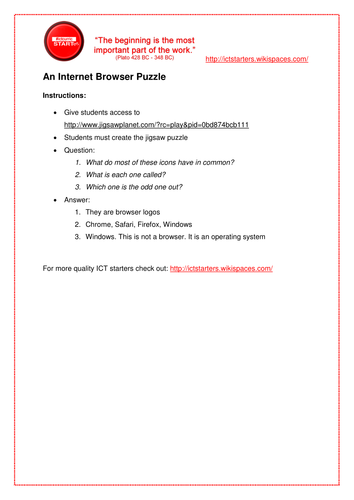 An Internet Browser Puzzle | Teaching Resources