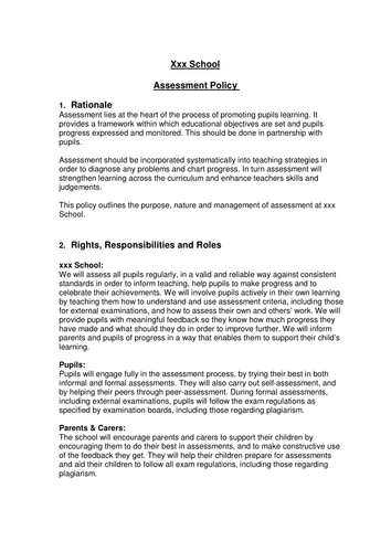 Assessment Policy | Teaching Resources