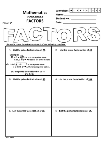KS3 Prime Factorisation of a Number | Teaching Resources