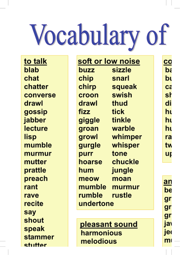 Vocabulary of the Senses - Sound | Teaching Resources