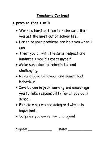 Behaviour Contract - teacher and children by skillswithfrills ...