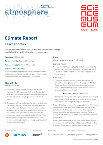 Climate Report | Teaching Resources