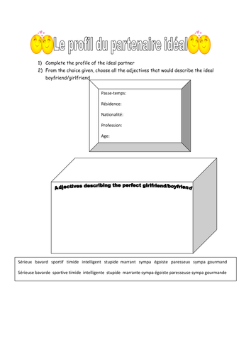 Profile of the ideal partner! | Teaching Resources