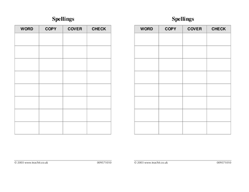 Blank Look Cover Check Grid | Teaching Resources