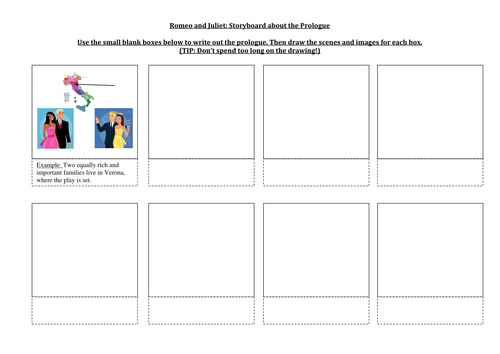 Romeo and Juliet Prologue Storyboard | Teaching Resources