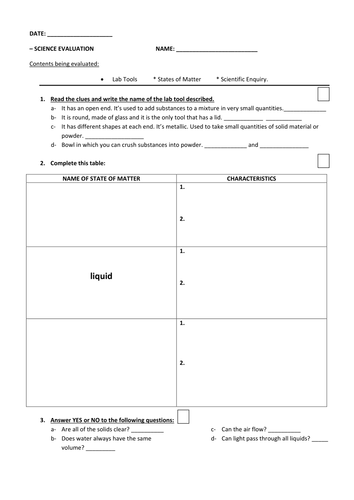 Science test | Teaching Resources