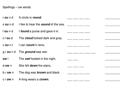 ow spellings | Teaching Resources