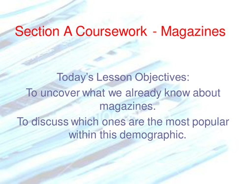 Full lesson PP ON Magazines & What We Know | Teaching Resources