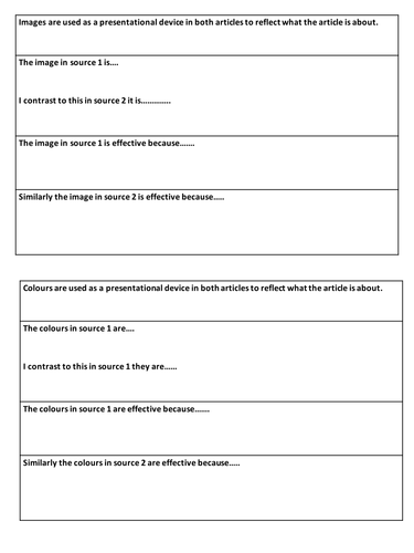 Presentational Devices Non-Fiction Writing Frame | Teaching Resources