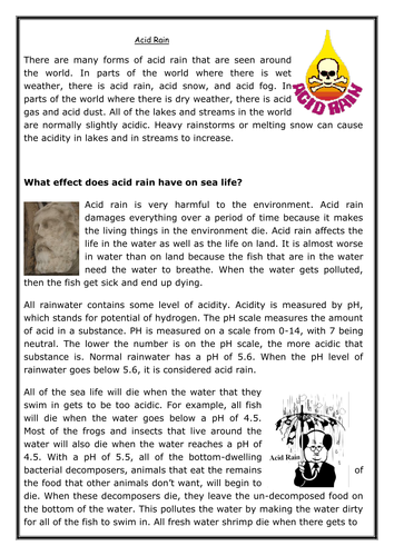 Acid Rain Storyboard by kirstybotham - UK Teaching Resources - TES