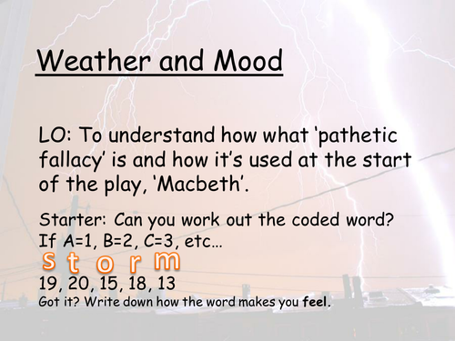 Macbeth: Pathetic Fallacy: Level 3/4 Reading APP | Teaching Resources