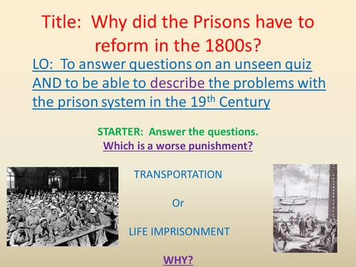 Crime & Punishment - Why Prisons Reformed 1800s | Teaching Resources