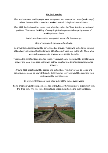 The Final Solution - Holocaust lesson Powerpoint | Teaching Resources