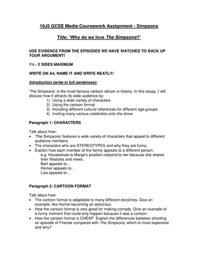 Writing About The Simpsons – Review | Teaching Resources