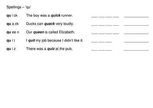 qu spelling | Teaching Resources