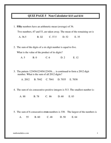 Quiz Questions Part 4, KS4, KS3 with solutions | Teaching Resources
