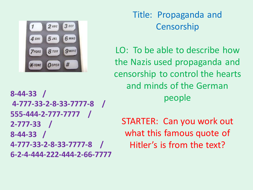Germany GCSE History – Propaganda & Censorship | Teaching Resources