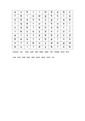 b wordsearch | Teaching Resources