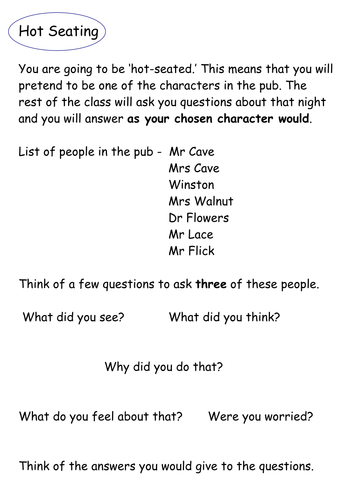 Krindlekrax hot seating | Teaching Resources