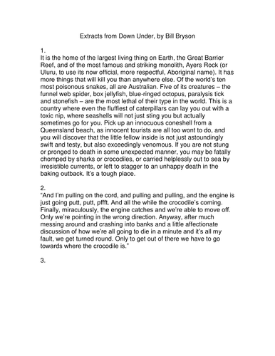 Non Fiction Writing – Bill Bryson | Teaching Resources