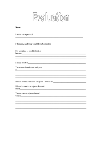 evaluation sheet by cazzie123 - Teaching Resources - Tes