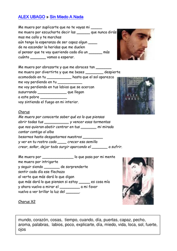 Alex Ubago - Sin Miedo a Nada | Teaching Resources