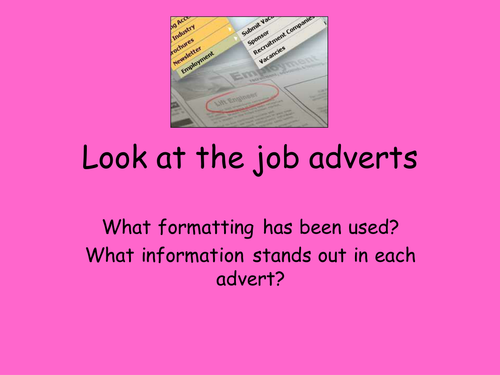 Job Adverts lesson outline | Teaching Resources
