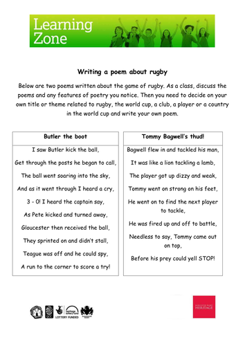 Writing a rugby poem | Teaching Resources