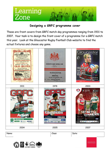 Design a GRFC match day programme front cover | Teaching Resources