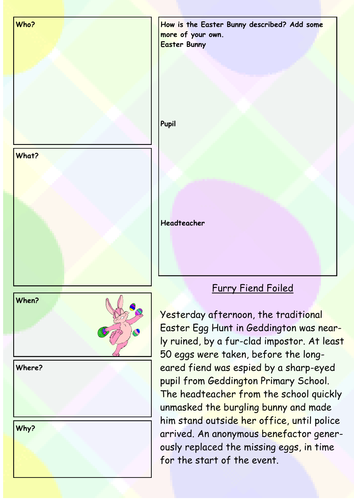 Easter newspaper report and lesson plan | Teaching Resources