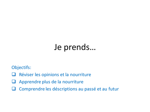 Je prends | Teaching Resources