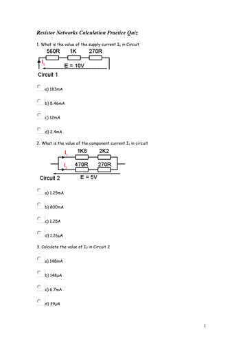 Resistance, Current & Voltage | Teaching Resources