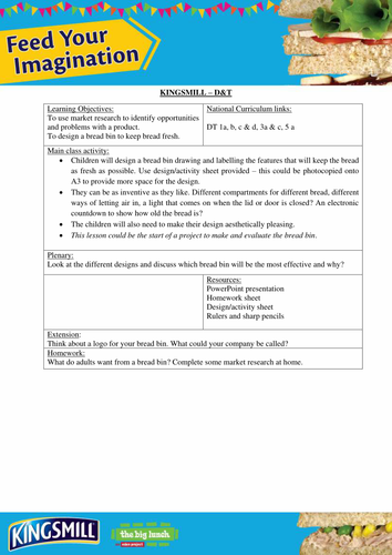 Kingsmill D&T Lesson | Teaching Resources